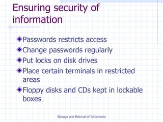 Storage And Retrieval Of Information | PPT