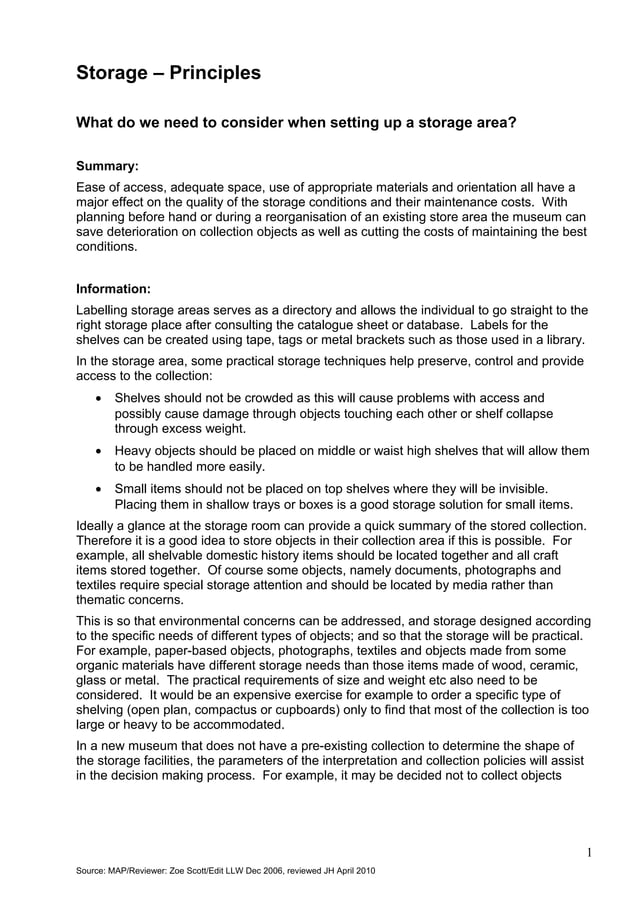 Storage principles | DOC