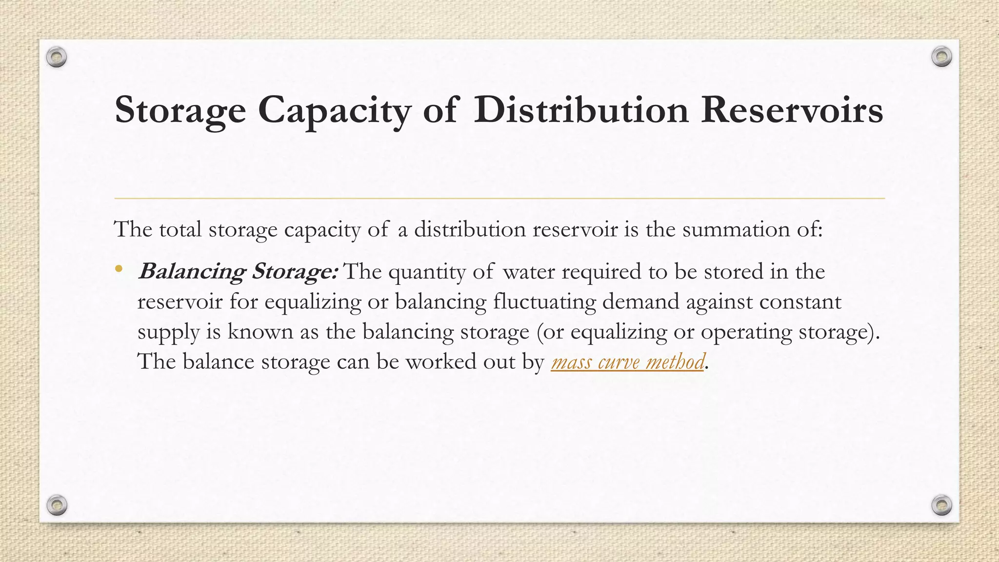 Storage and distribution reservoirs | PPTX