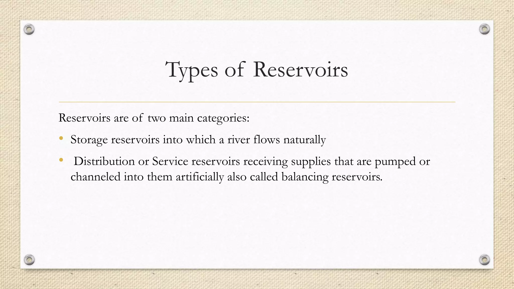 Storage and distribution reservoirs | PPTX