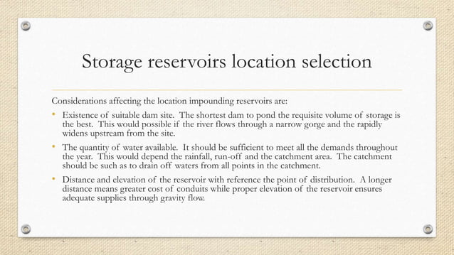 Storage and distribution reservoirs | PPT