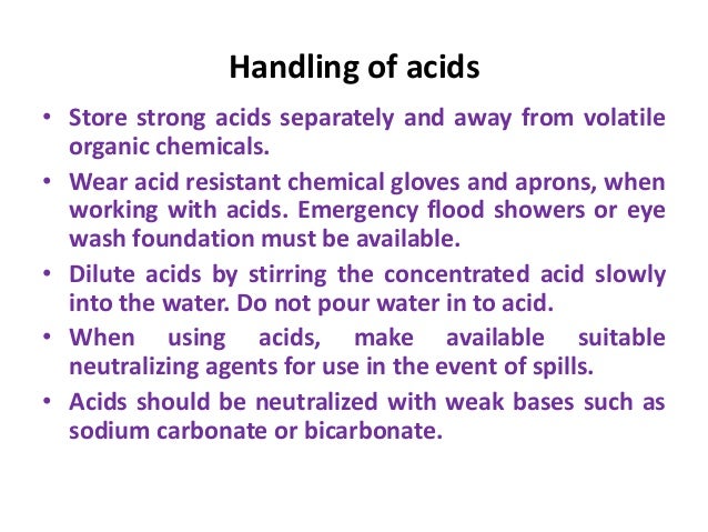 Storage and handling of chemicals