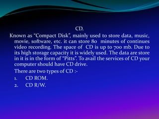 Storage and memory devices grade 4 | PPTX