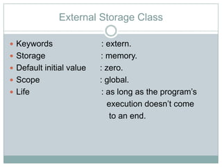 Storage class in C Language | PPTX