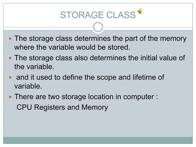 Storage class in C Language | PPTX