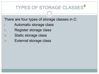 Storage class in C Language | PPTX
