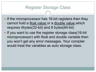 Storage class in C Language | PPTX