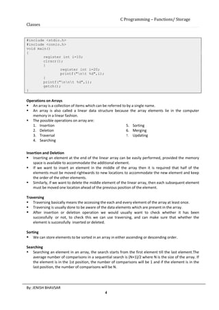 Storage classes arrays & functions in C Language | PDF