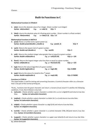 Storage classes arrays & functions in C Language | PDF