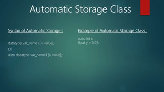 Storage classes in c++ | PPTX