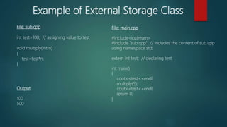 Storage classes in c++ | PPTX