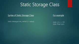 Storage classes in c++ | PPTX