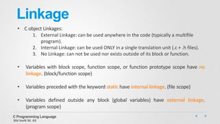 Storage classes, linkage & memory management | PPT