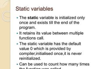Storage classes in c language | PPTX