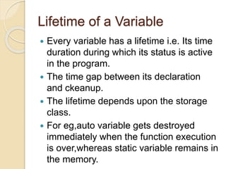 Storage classes in c language | PPTX