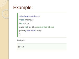 Storage classes in c language | PPTX