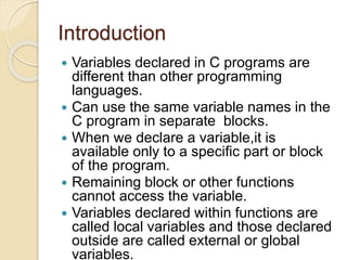 Storage classes in c language | PPTX