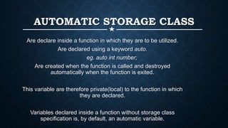Storage class in c | PPTX