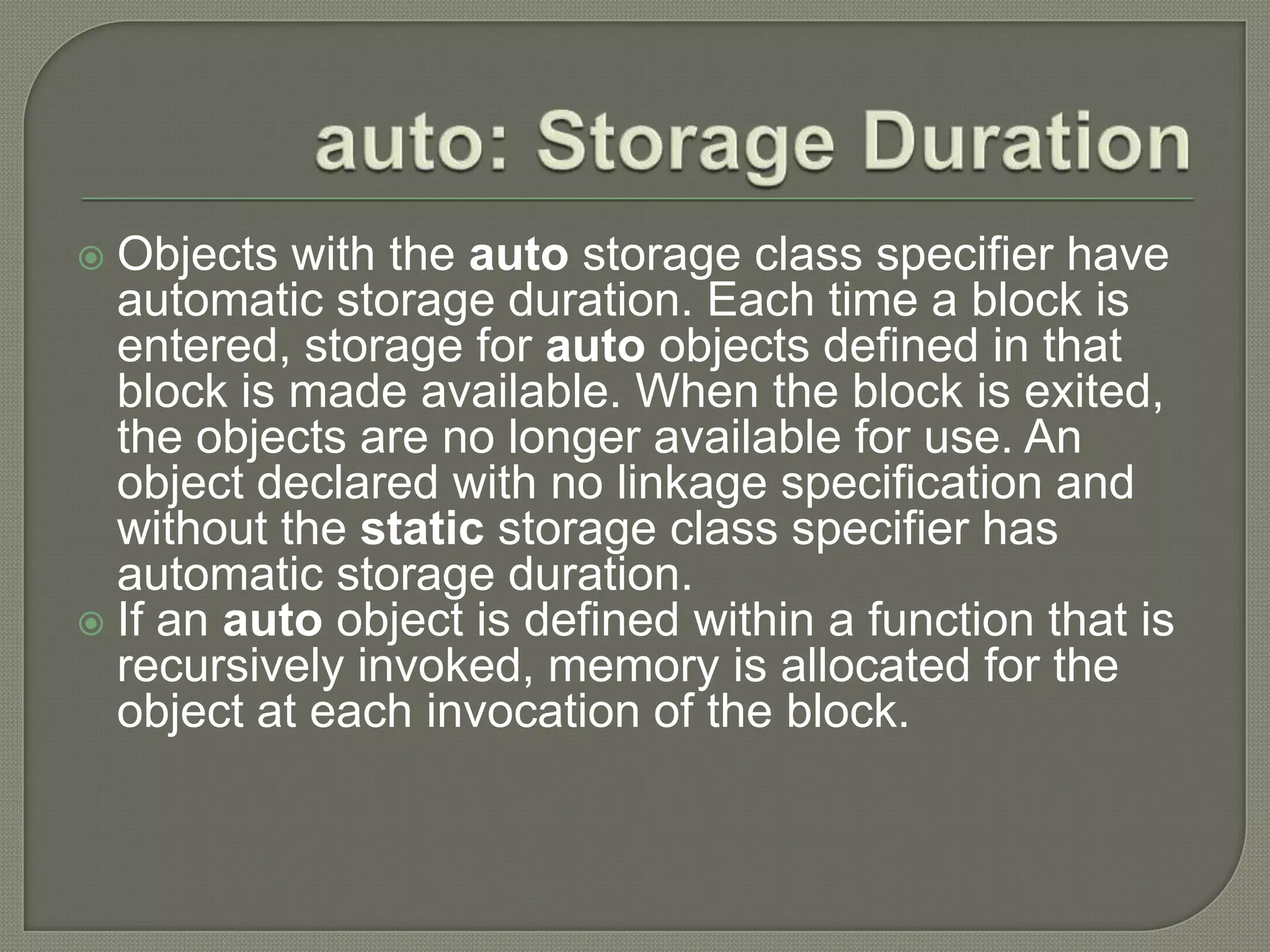 Storage Class Specifiers Ppt