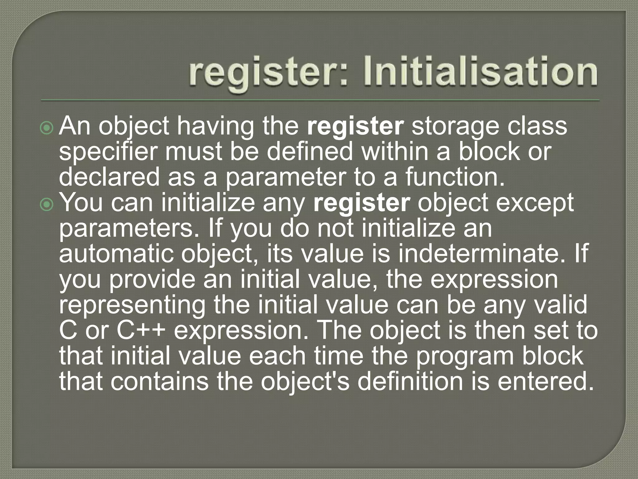 Storage Class Specifiers | PPT