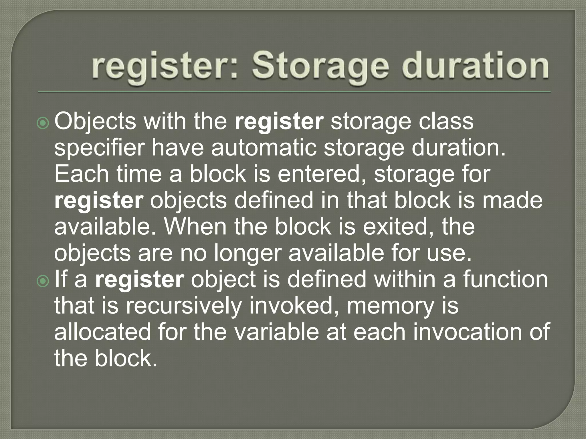 Storage Class Specifiers Ppt