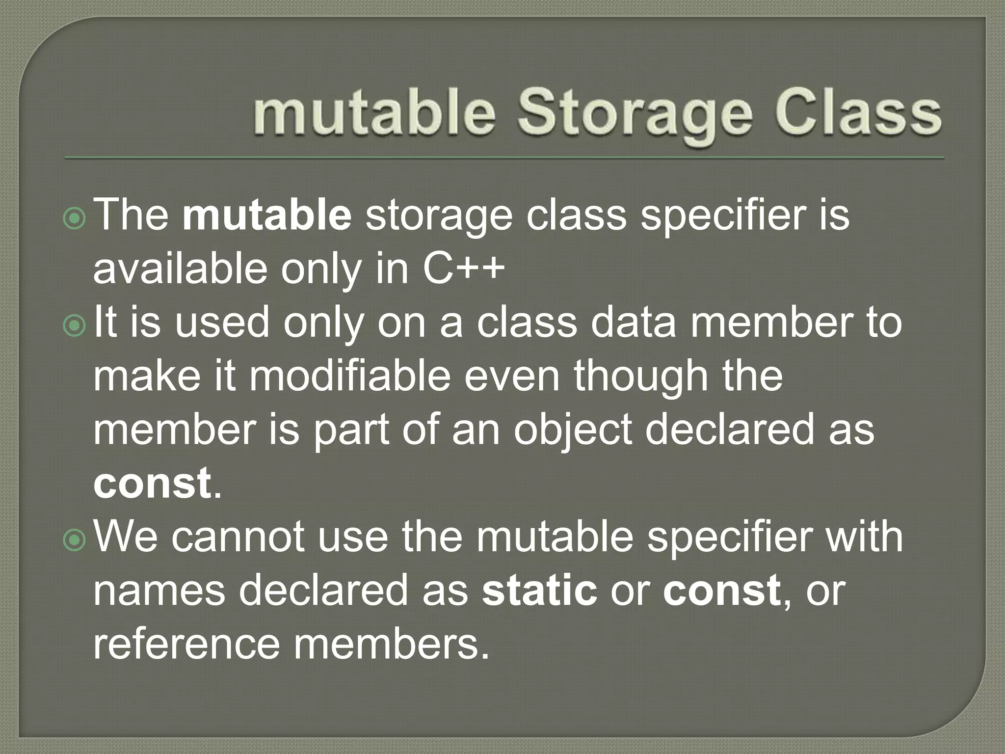 Storage Class Specifiers Ppt