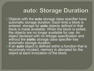Storage Class Specifiers | PPT