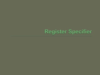 Storage Class Specifiers | PPT