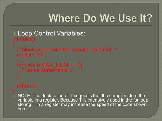Storage Class Specifiers Ppt
