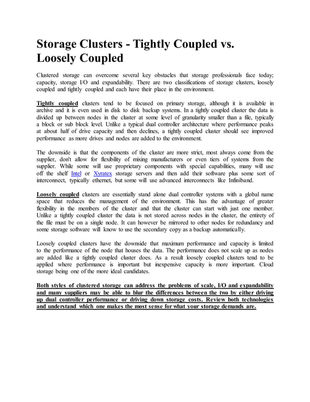 Storage clusters | DOCX | Computer Networking | Computing