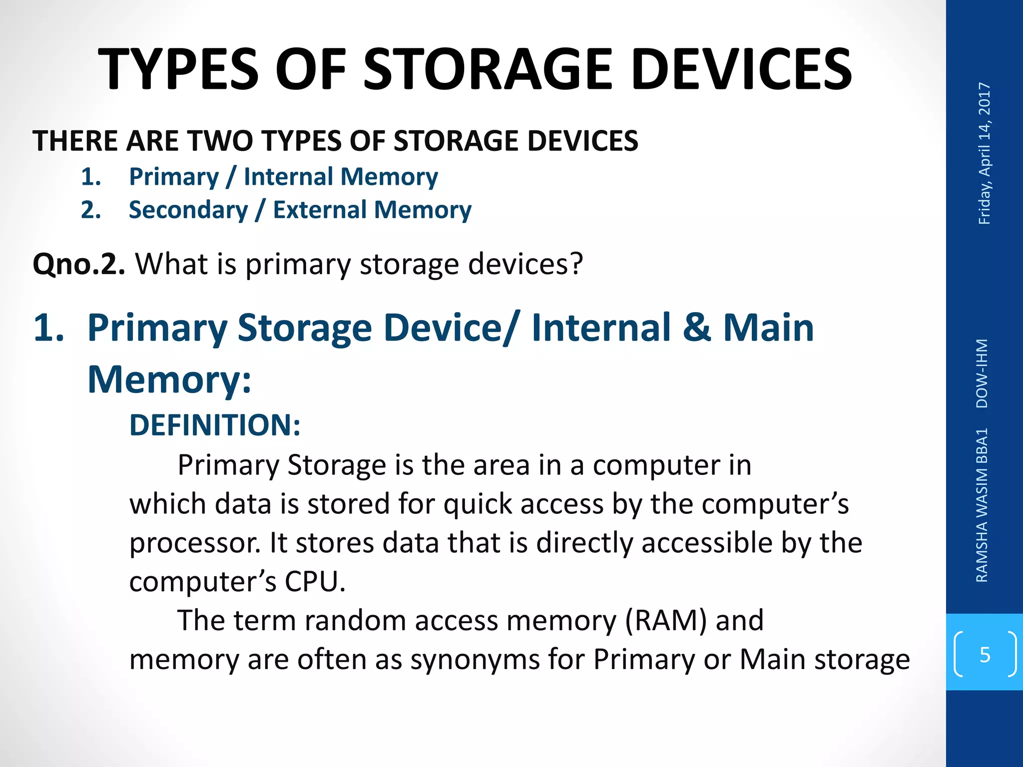 Storage device bba 1 ramsha wasim | PPTX