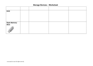 Storage devicesworksheet1 | PPT