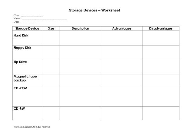 Storage devicesworksheet1