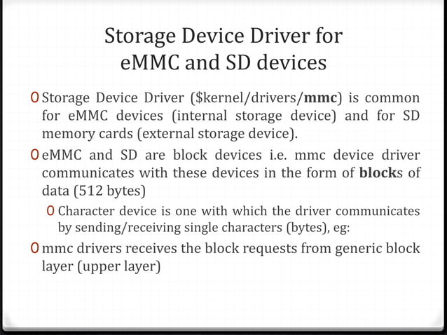 Linux Kernel MMC Storage driver Overview | PPTX