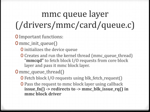 Linux Kernel MMC Storage driver Overview | PPTX