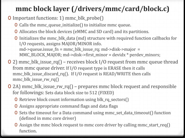 Linux Kernel MMC Storage driver Overview | PPTX