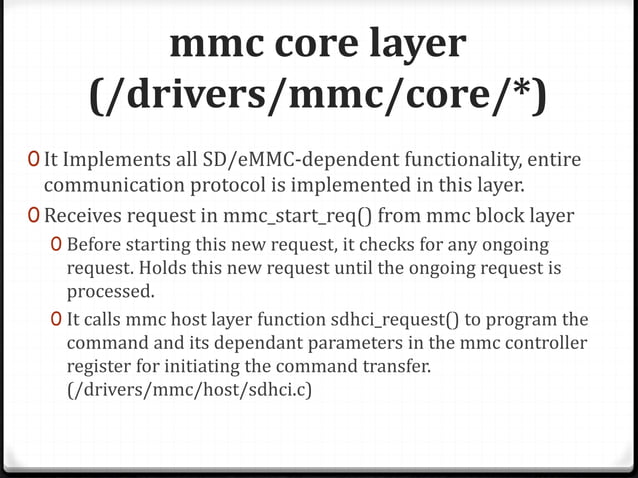 Linux Kernel MMC Storage driver Overview | PPTX