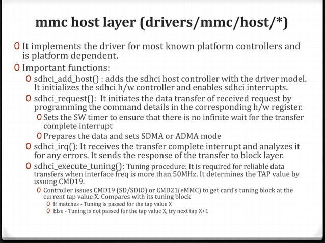 Linux Kernel MMC Storage driver Overview | PPTX