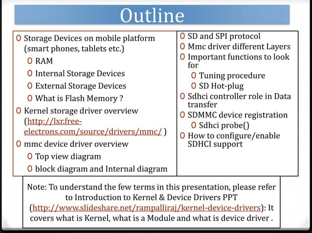 Linux Kernel MMC Storage driver Overview | PPTX