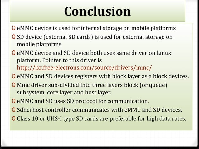 Linux Kernel MMC Storage driver Overview | PPTX