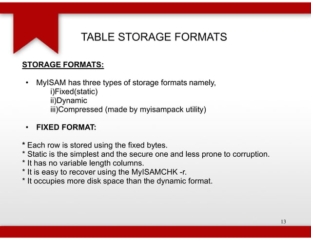 MySQL Storage Engines | PPT