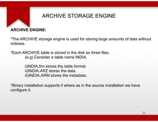 MySQL Storage Engines | PPT
