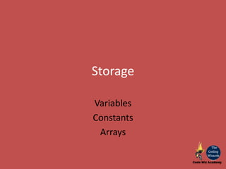 Storage in programming | PPT