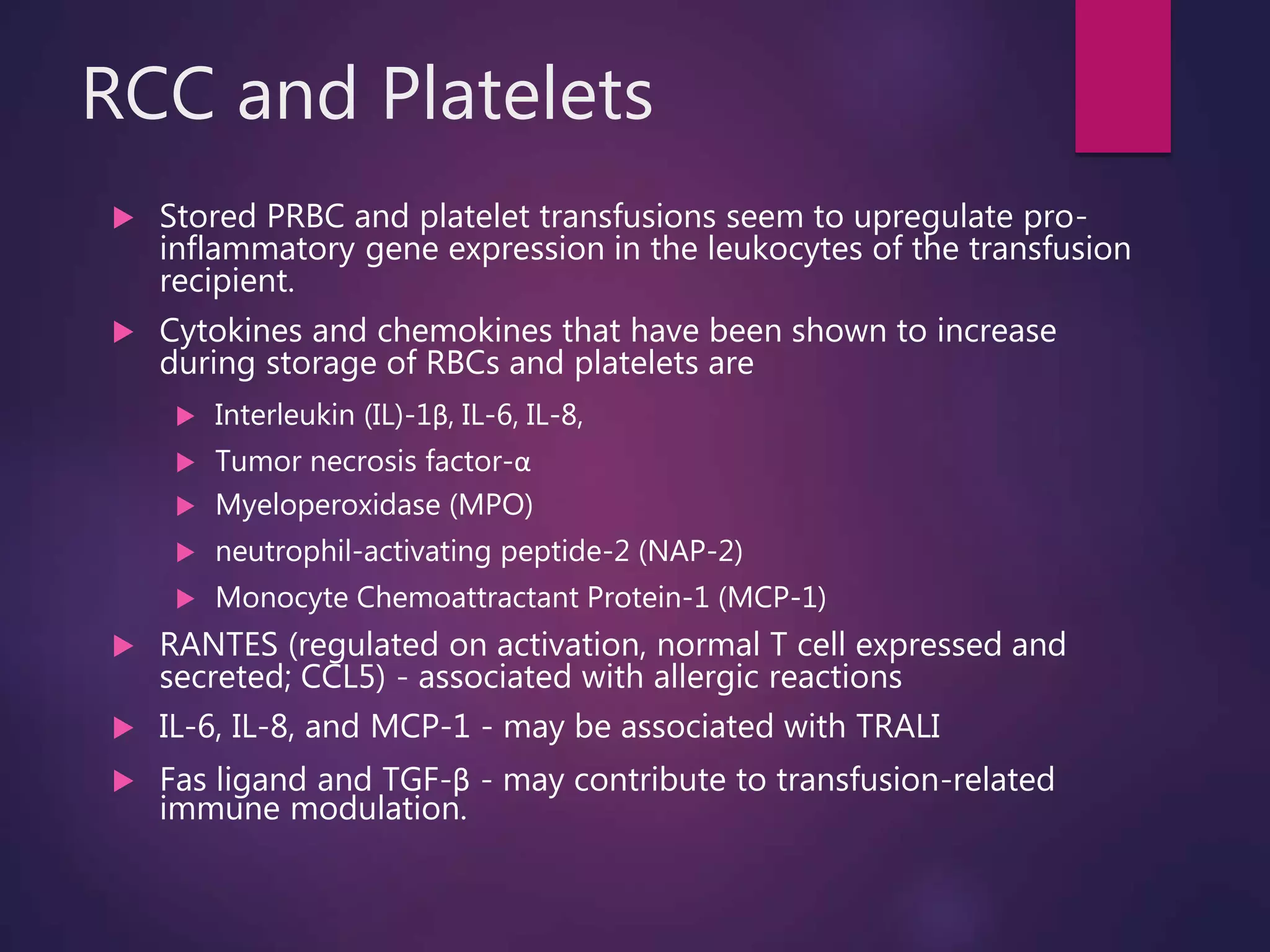 Red cell and platelet storage lesions and their effect in transfusion ...