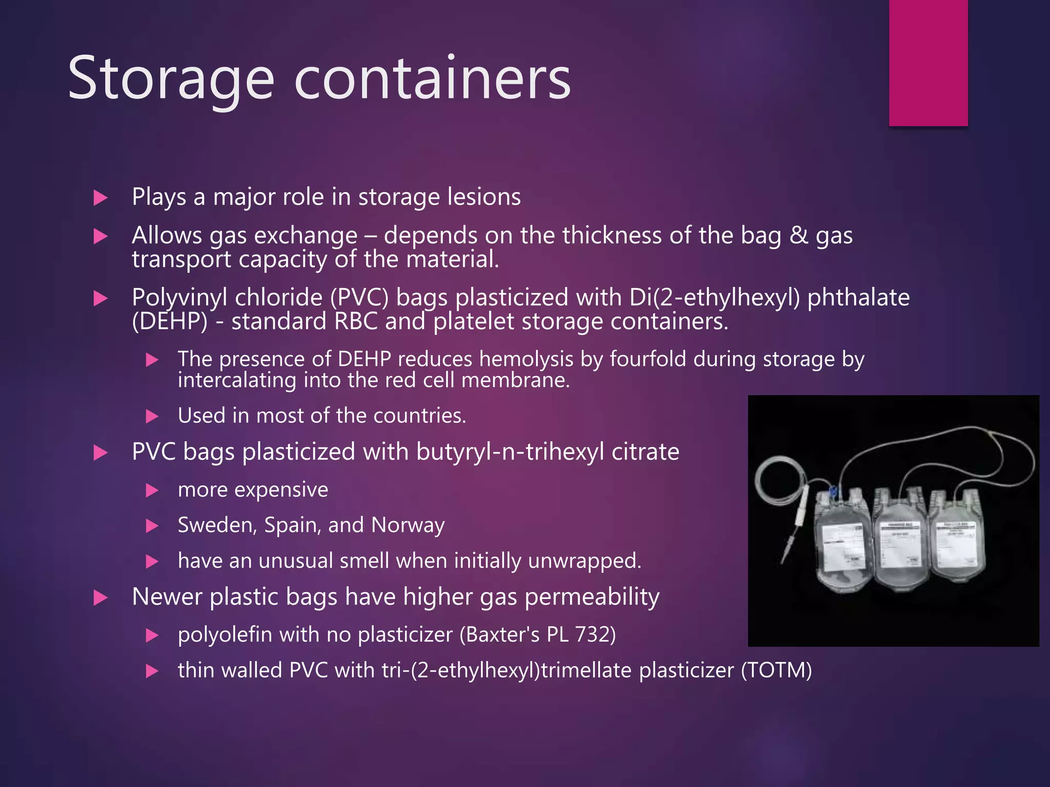 Red cell and platelet storage lesions and their effect in transfusion ...