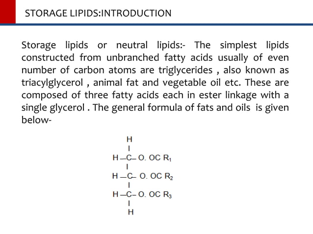 Storage lipids | PPTX | Chemistry | Science