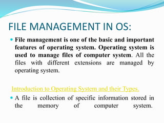 Storage management in operating system | PPTX