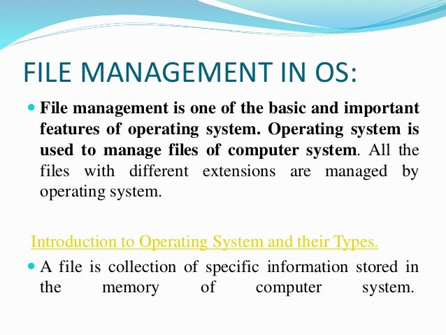 Storage management in operating system