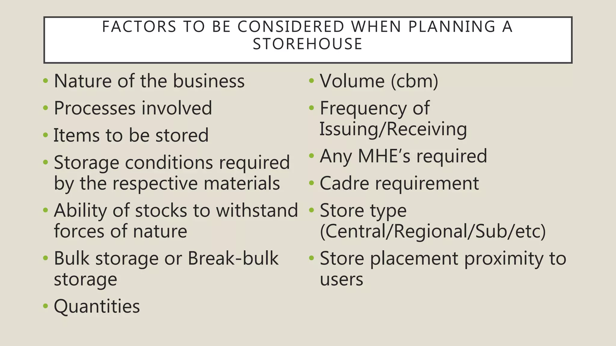 Storage methods and location systems | PPTX
