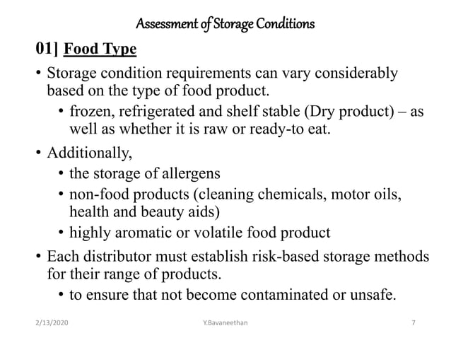 Storage of finished food product | PPTX